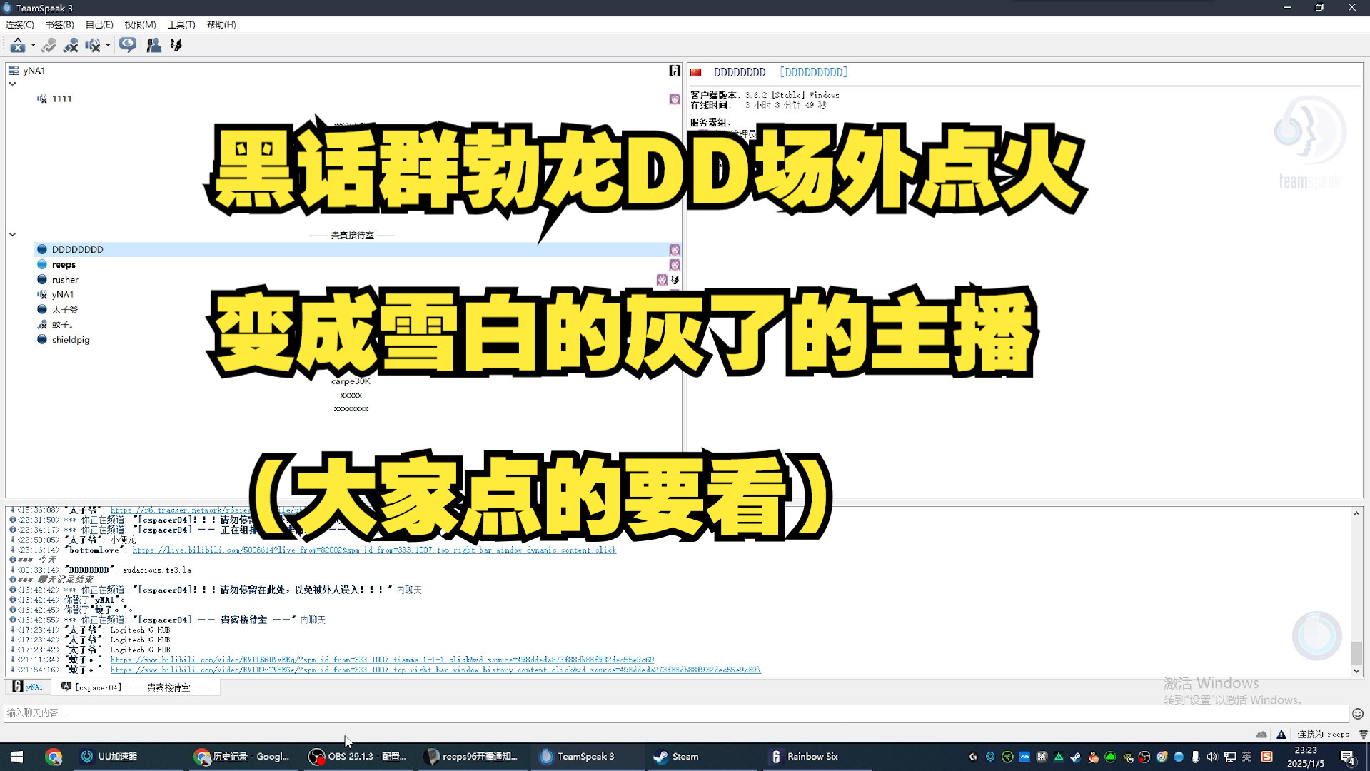 Reeps96【直播切片】黑话群勃龙DD场外点火变成雪白的灰了的主播（大家点的要看）-喝DDT的吐槽君-喝DDT的吐槽君-哔哩哔哩视频
