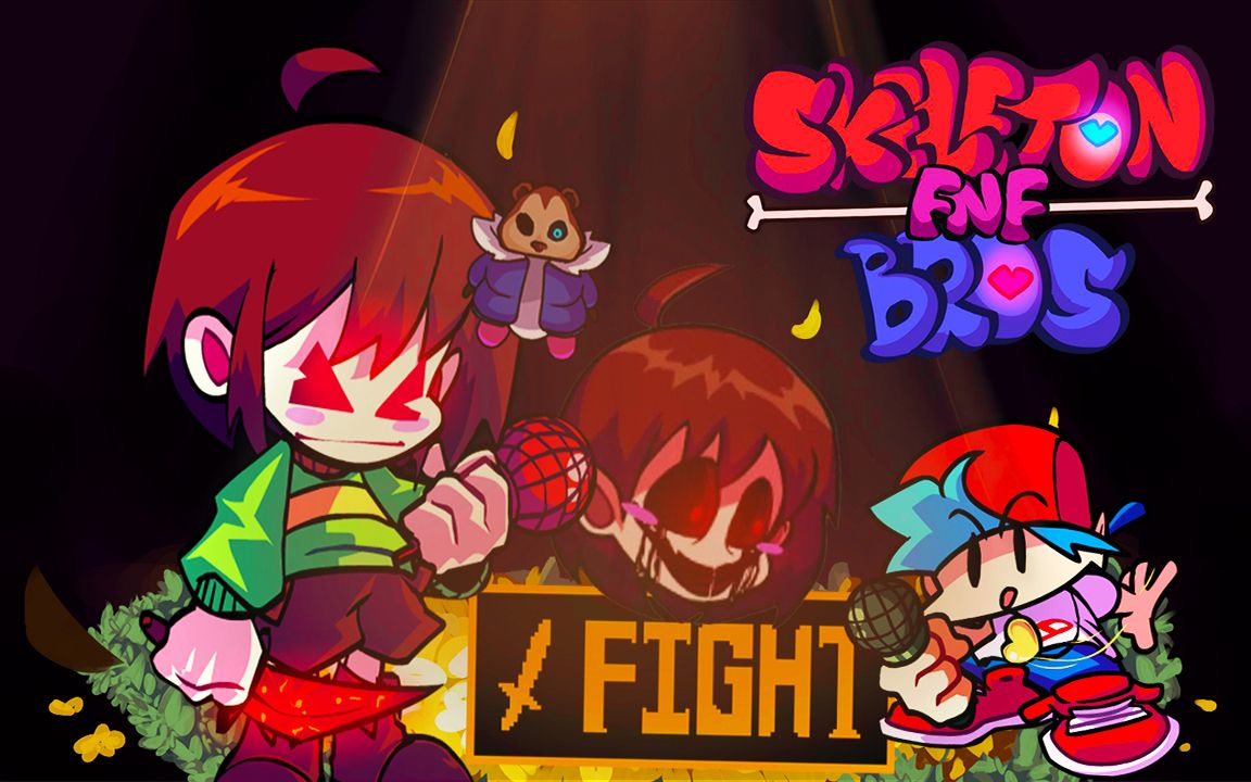 Chara的l O V E曲燃爆了 神曲警告 Skeleton Bros骷髅兄弟v2 Fnf优质模组 周五夜放克