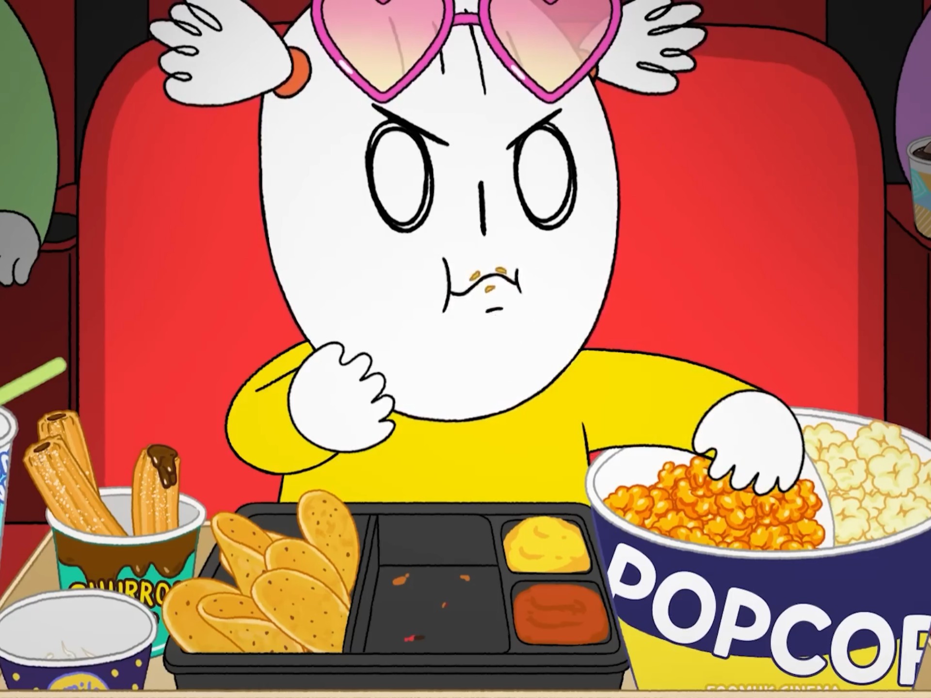 【foomuk】在电影院吃爆米花！（薯片、巧克力、汽水、热狗）-foomuk动画-foomuk动画-哔哩哔哩视频