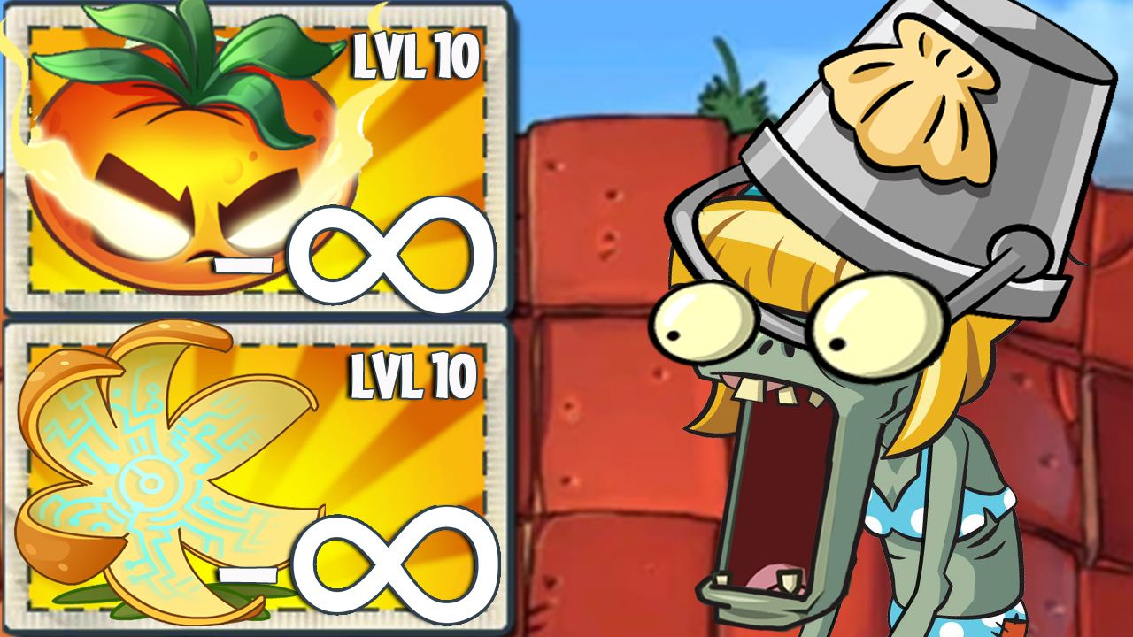 PvZ 2 Power Up Infinite - Plants x5 Vs 100 Bikini Buckethead Zombies ...
