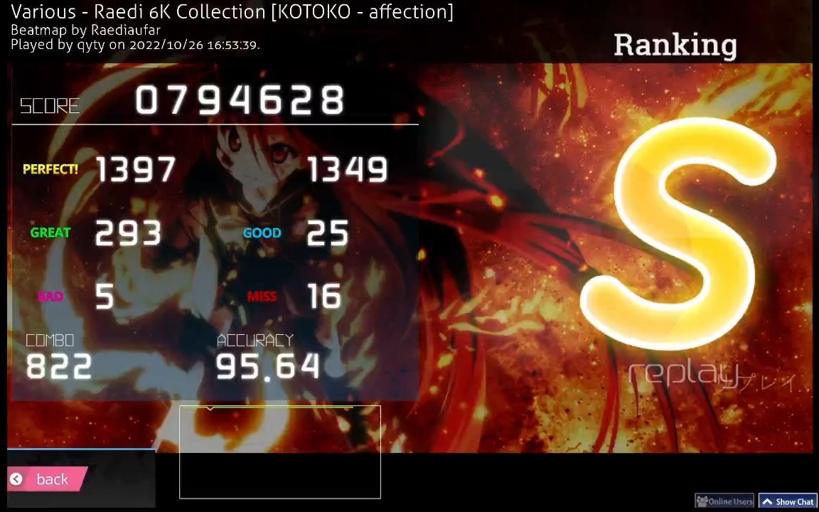 osu mania 6k【silent rush】 acc96.59%