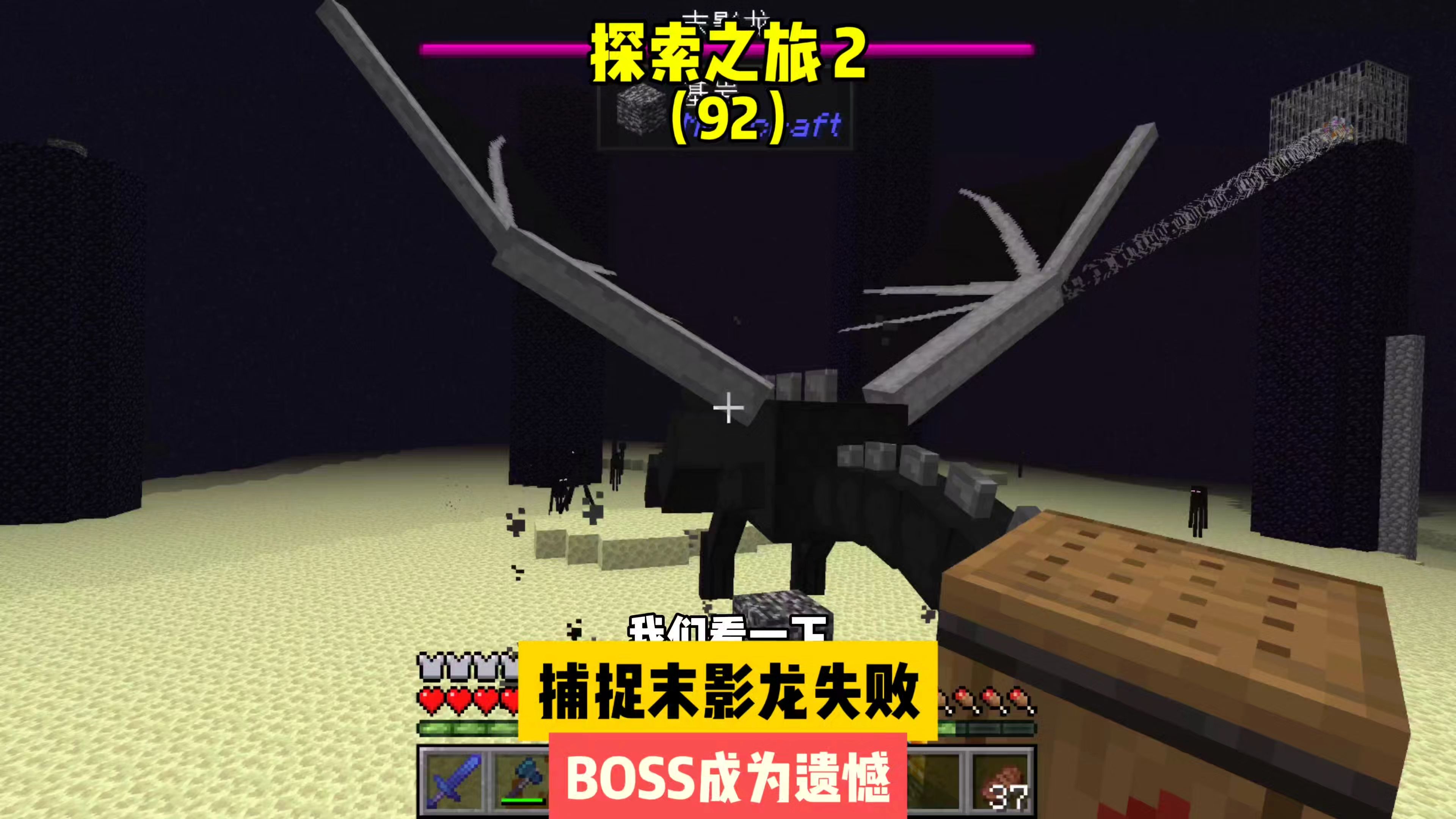 探索之旅2（92）：捕捉末影龙失败，BOSS成为遗憾-方块南瓜君-方块南瓜君-哔哩哔哩视频