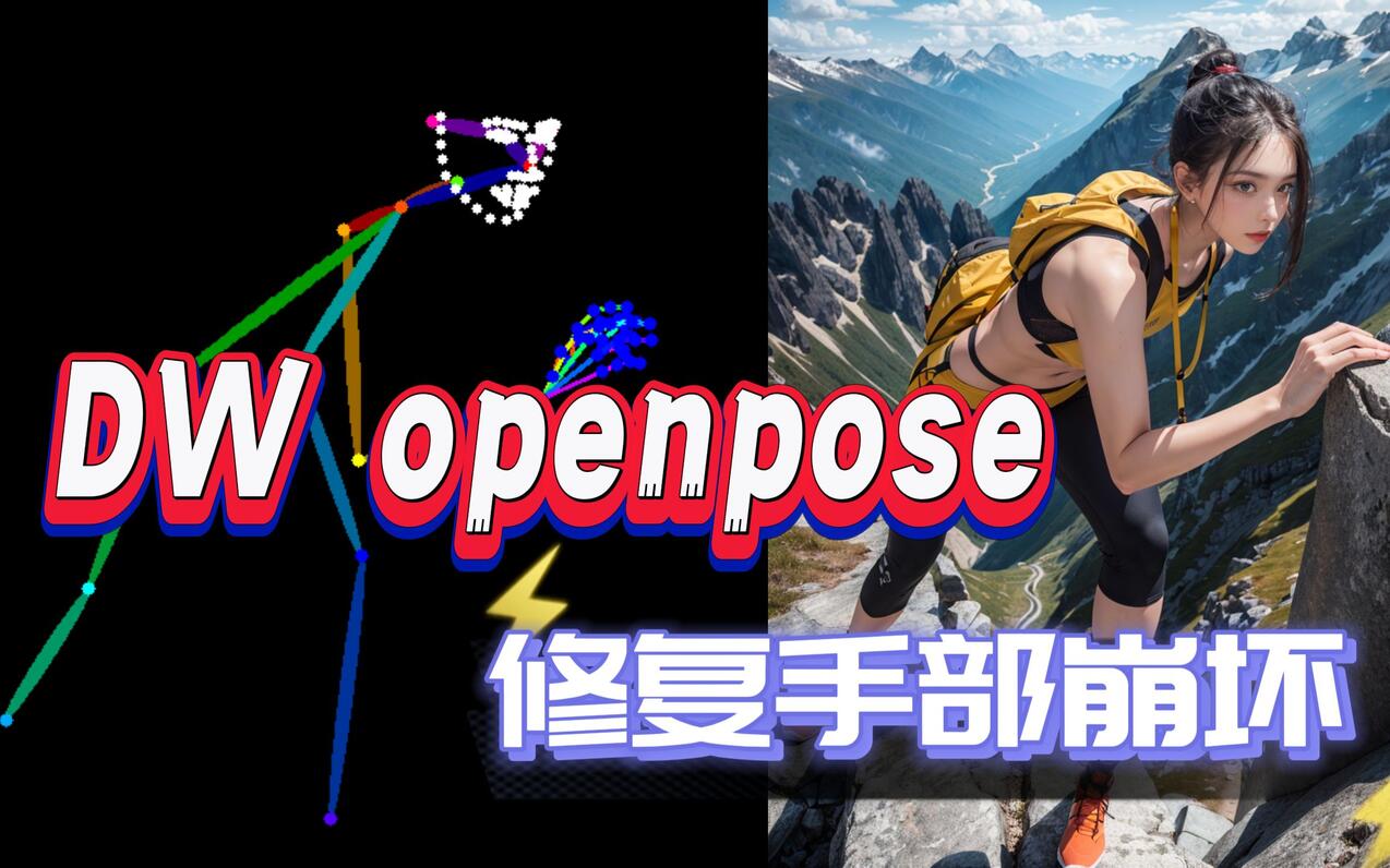 SD最新预处理器DWpose，精准控制手指、姿势，目前最强的骨骼识别，详细安装和 - 哔哩哔哩