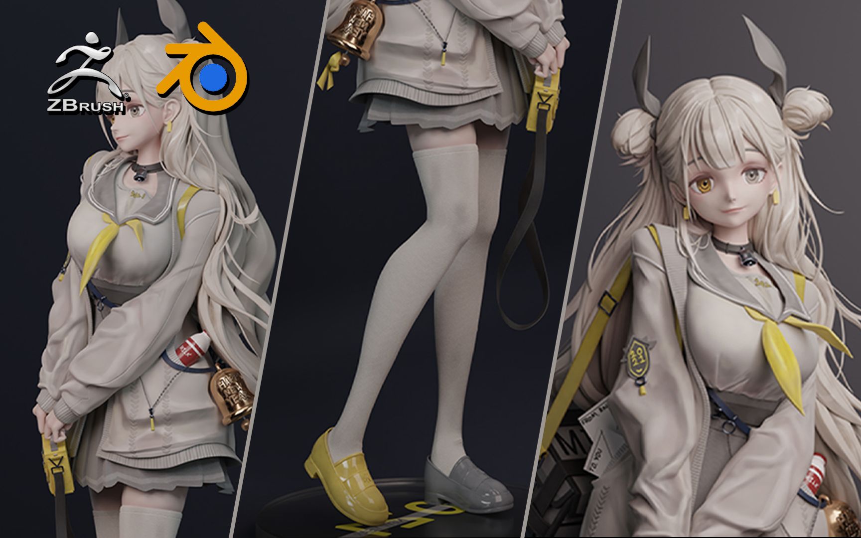 白丝yyds！二次元风格化角色《少女哞哞》雕刻上色渲染全流程教学 - 影音视频 - 小不点搜索