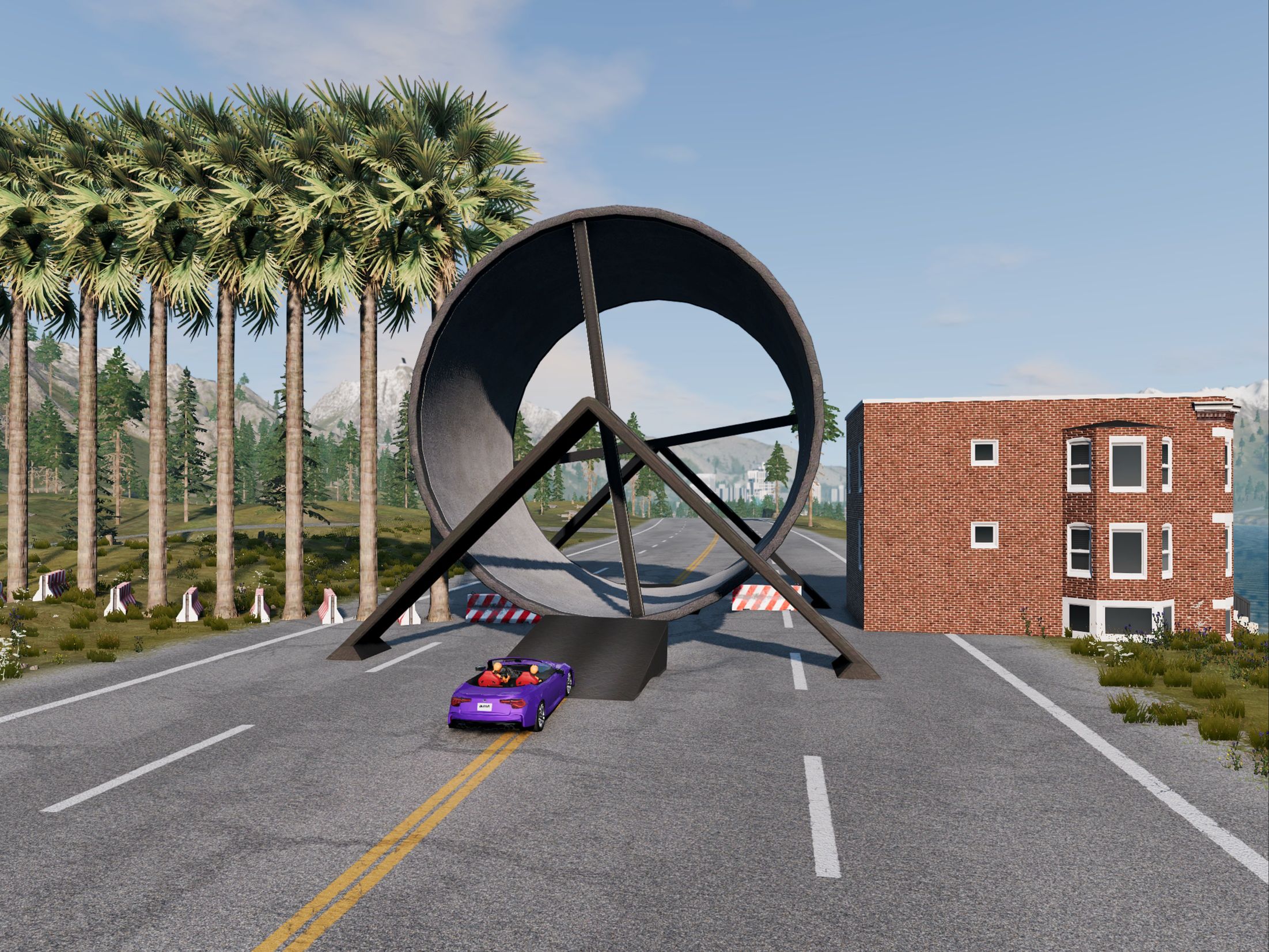 路上有个旋转滚筒，很不正常！-BeamNG-TV-BeamNG-TV-哔哩哔哩视频