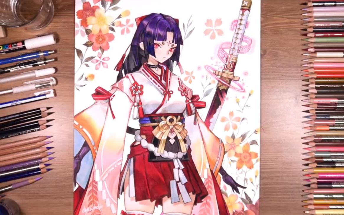 韩国大佬drawholic，彩铅绘画过程！_哔哩哔哩_bilibili