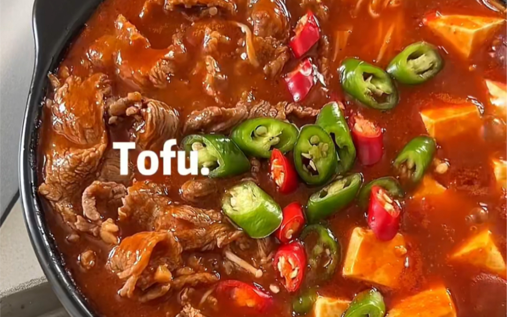 低卡牛肉豆腐红酸汤｜酸辣开胃巨好喝-杨小咩miemie-杨小咩miemie-哔哩哔哩视频