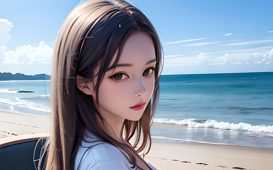 【赛博coser】神里绫华 沙滩假日系列 精编竖屏版 4k画质 AI绘画 原神 AI coser