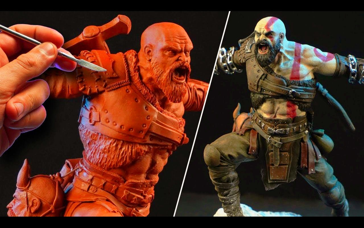 【雕塑】大佬制作《战神：诸神黄昏》奎托斯粘土雕像 | 作者：Dr. Garuda_哔哩哔哩_bilibili