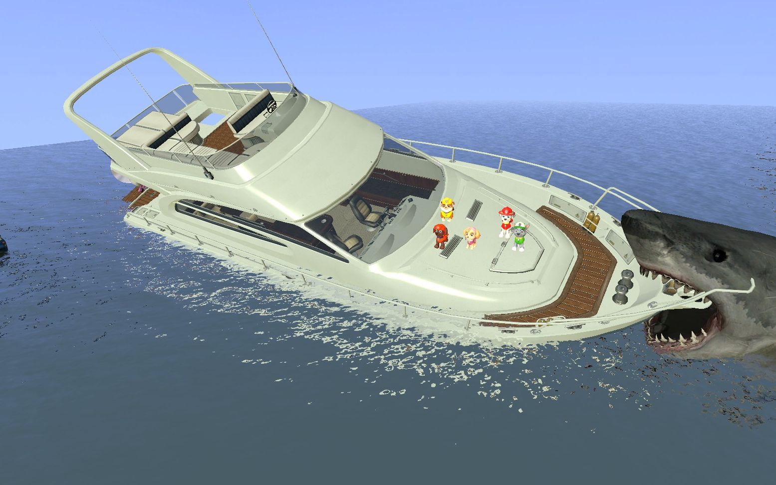 GMOD：巨齿鲨把汪汪队的船撞翻了还把阿奇抓走了怎么办？_哔哩哔哩_bilibili
