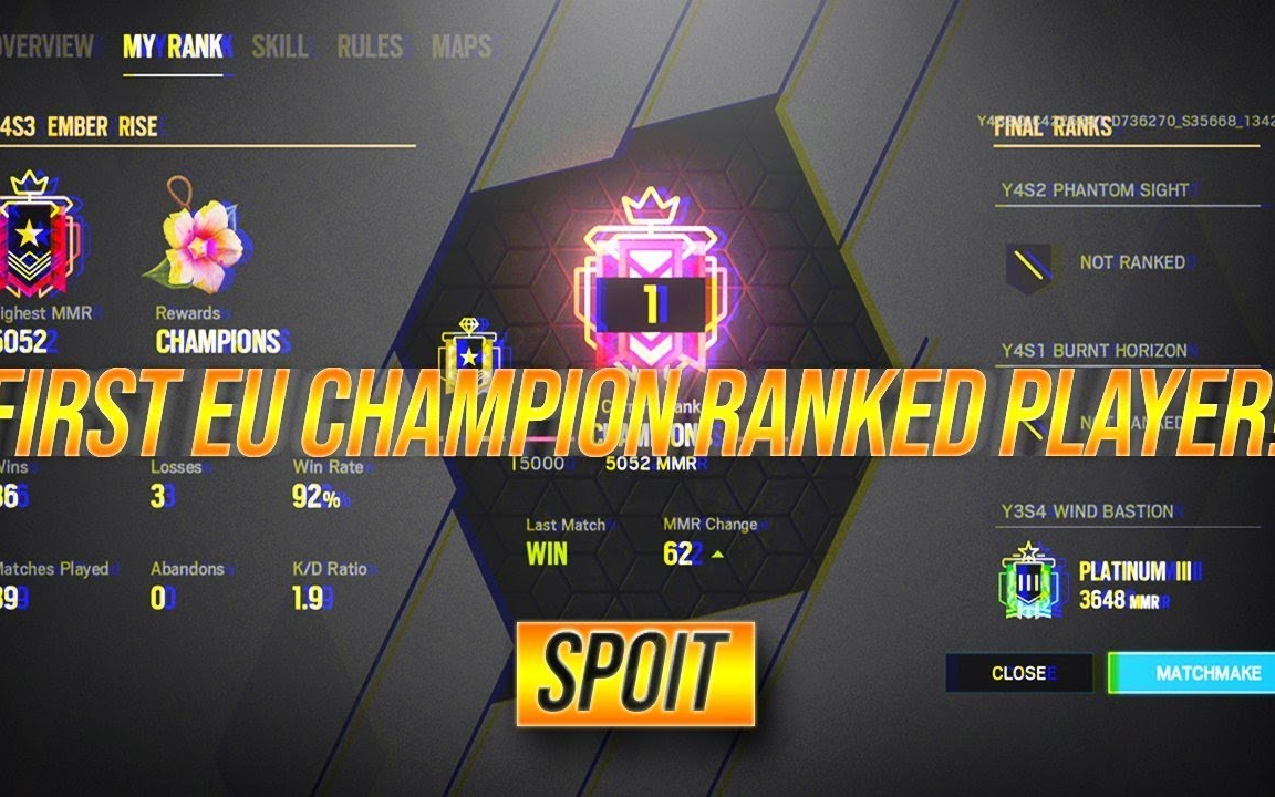 【Spoit】First EU Champion Ranked Player! - Rainbow Six Siege_哔哩哔哩 (゜-゜)つ ...