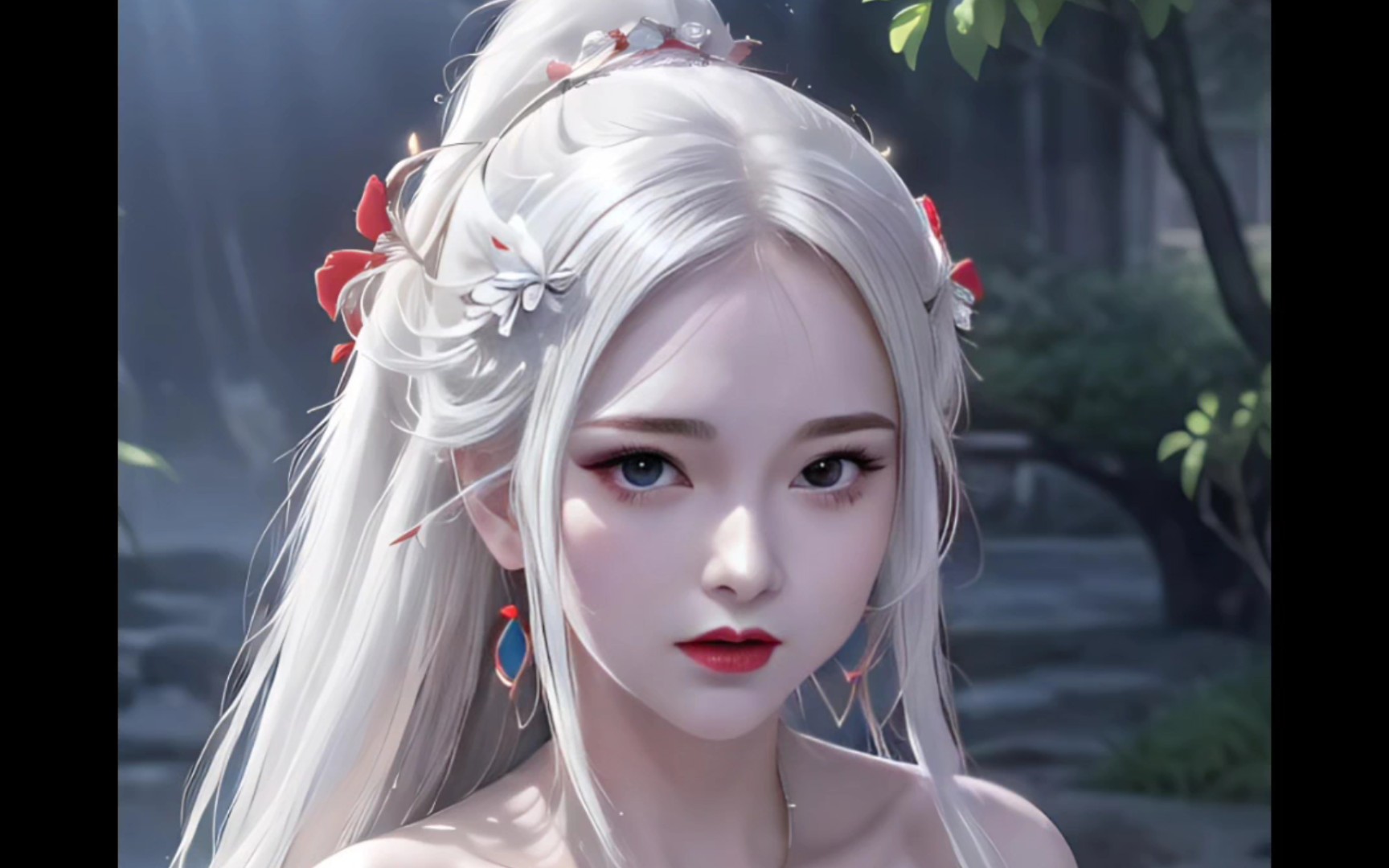 尤若自然的白发红尘女-如此多娇-苏苏国漫Ai-苏苏国漫Ai-哔哩哔哩视频