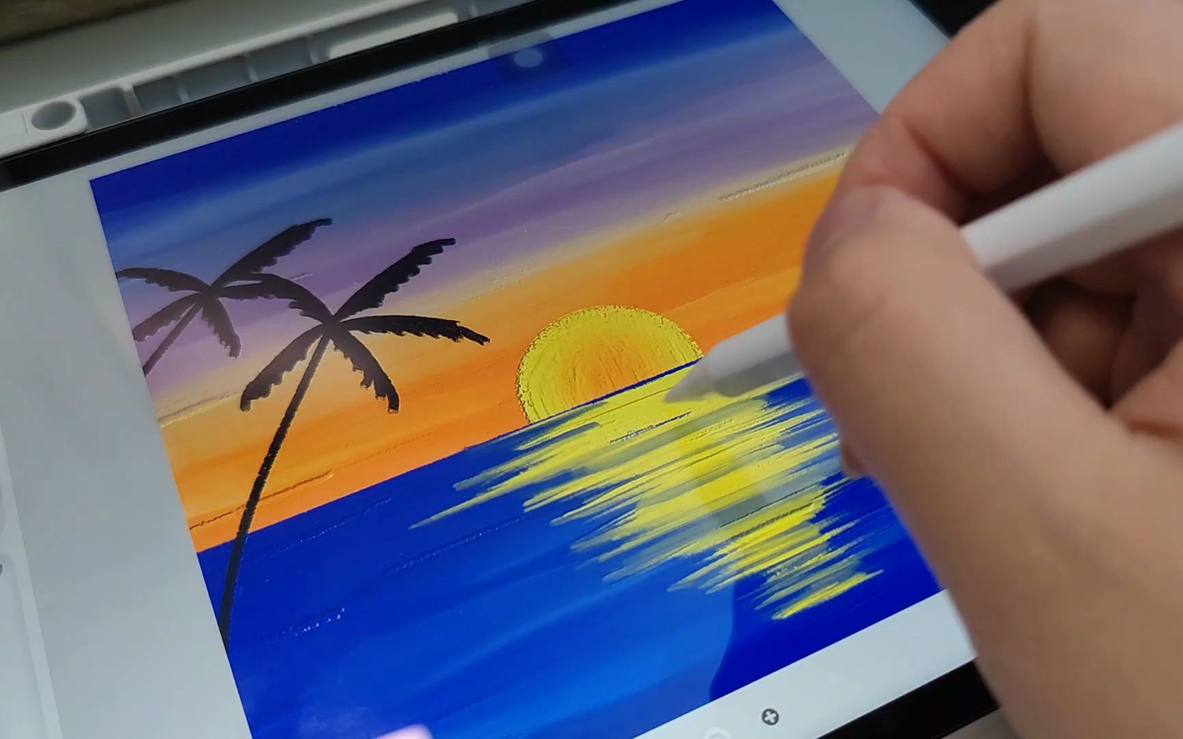 ipad画画过程丨一起来画大海吧丨油画风格丨artset4绘画教程_哔哩哔哩_bilibili