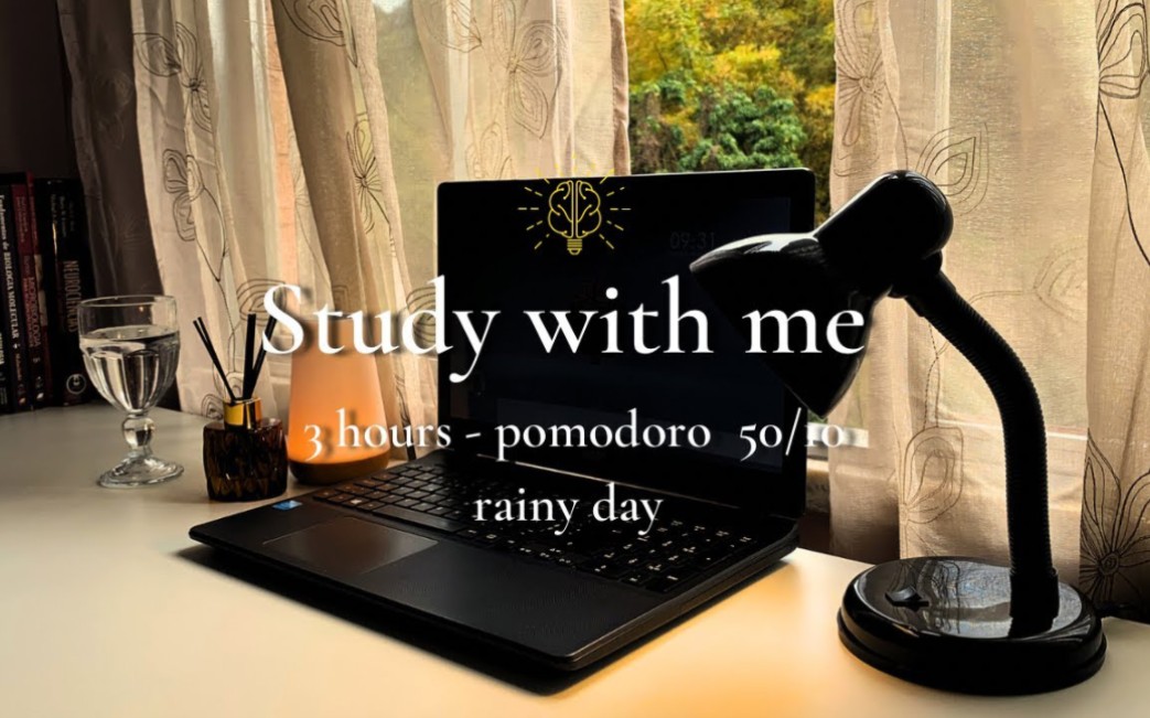 【Study With Neuro】Study with me｜居家学习3h｜下雨天学习｜实时学习｜下雨声白噪音｜番茄工作法50+10｜no ...