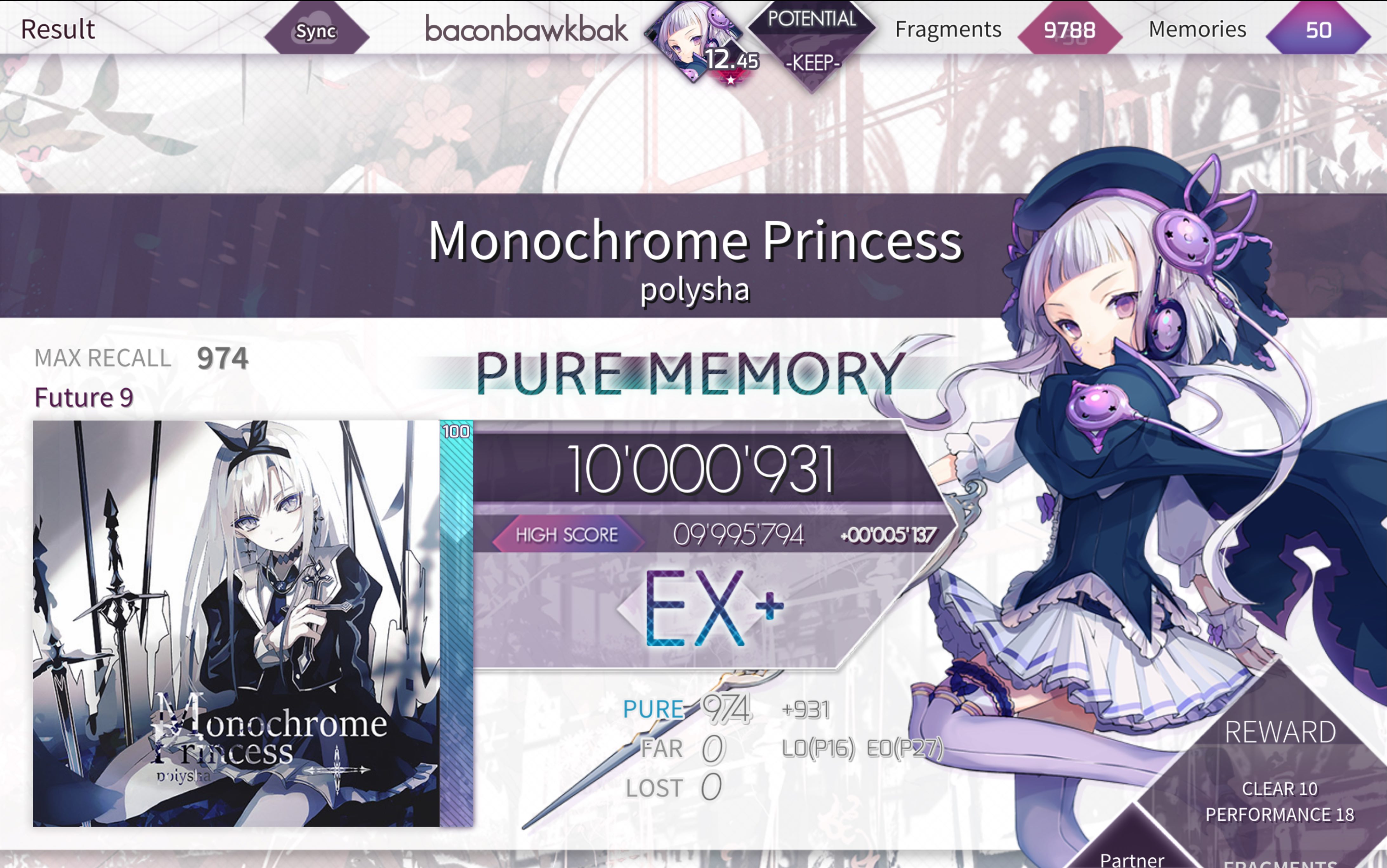 【Arcaea】Monochrome Princess (ftr9) PM (Max-43) 手元_ARCAEA