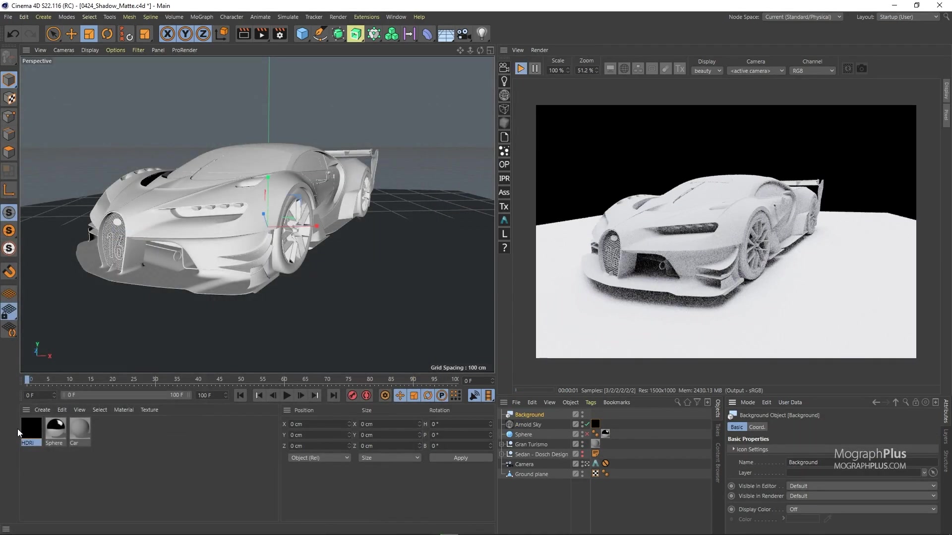 C4D教程-如何使用Arnold渲染器中的Shadow Matte着色器为照片添加三维对象_哔哩哔哩_bilibili