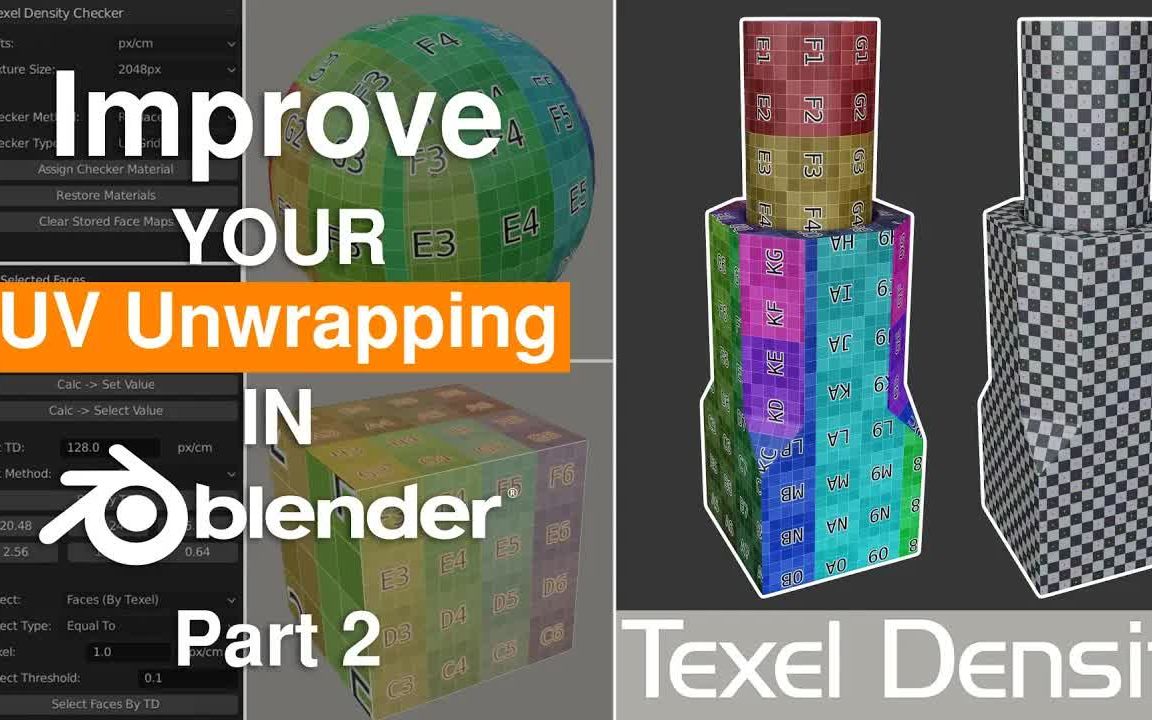 iBlender中文版插件 Texel Density Checker 教程提高你的 UV 质量 UV 纹理像素密度检查 Blender插件 ...