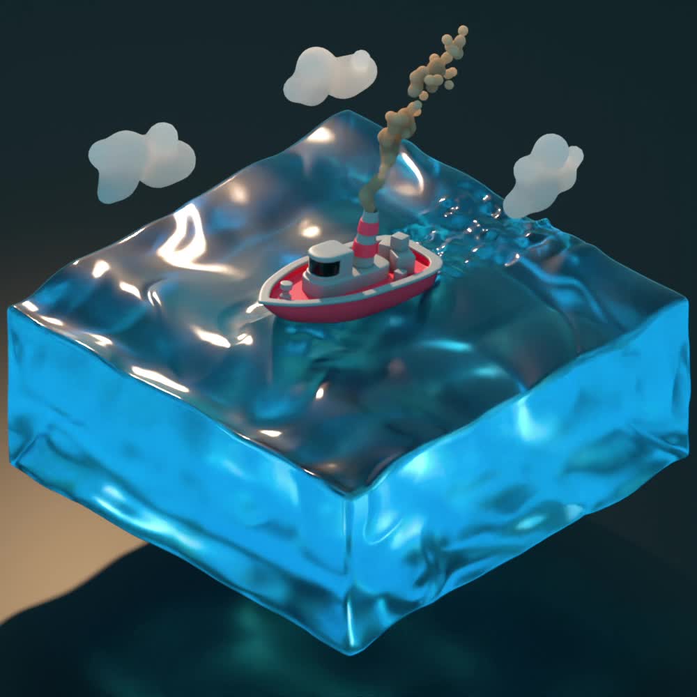 C4D日常练习 Float boat_哔哩哔哩 (゜-゜)つロ 干杯~-bilibili