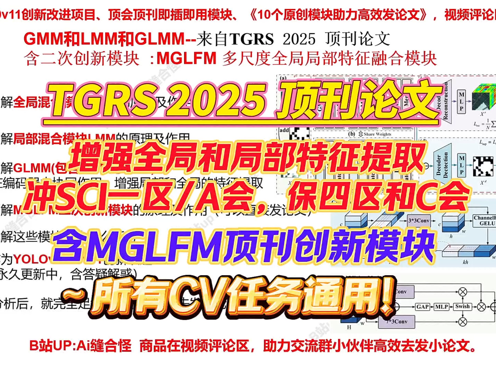 TGRS 2025顶刊| 增强全局和局部特征提取|YOLOv8v10v11创新改进| GMM,LMM和MGLFM二次创新模块|适合目标检测等所有CV任务通用涨点 - 视频下载 Video ...