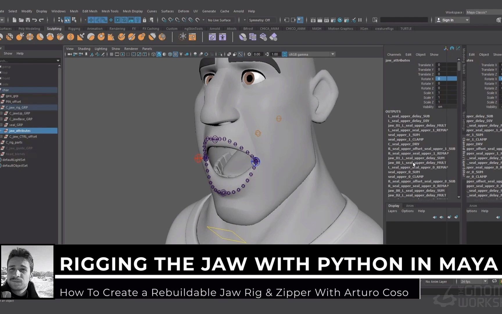 RIGGING THE JAW WITH PYTHON IN MAYA 教程源码分享 - 视频下载 Video Downloader