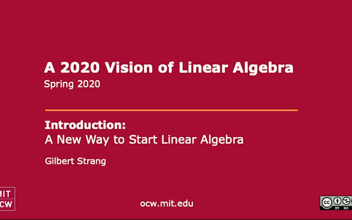 MIT大佬Strang2020新作：A 2020 Vision of Linear Algebra_哔哩哔哩_bilibili