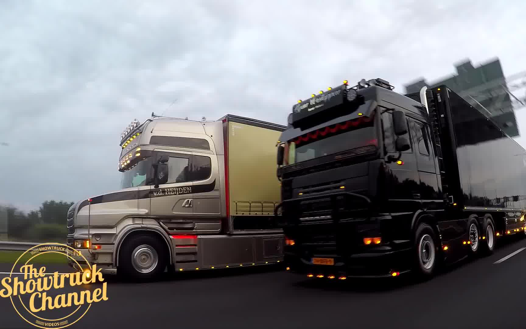 【汽车文化】谁能抵制住这种诱惑呢？DAF XF105 vs SCANIA T730 高速飙车#162_哔哩哔哩_bilibili