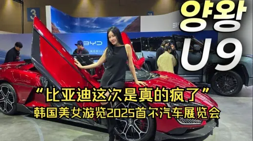 “比亚迪这次是真的疯了”，U9、U8、海豹、海狮7！韩国美女游览2025首尔汽车展览会_哔哩哔哩_bilibili