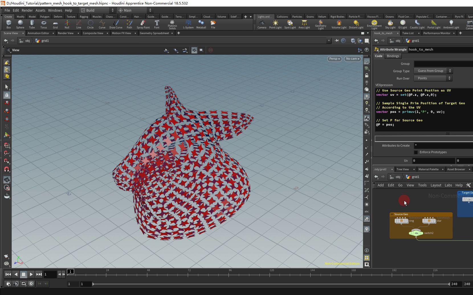 [Houdini_Tips] pattern_mesh_hook_to_target_mesh 图案模型填充到目标模型_哔哩哔哩_bilibili