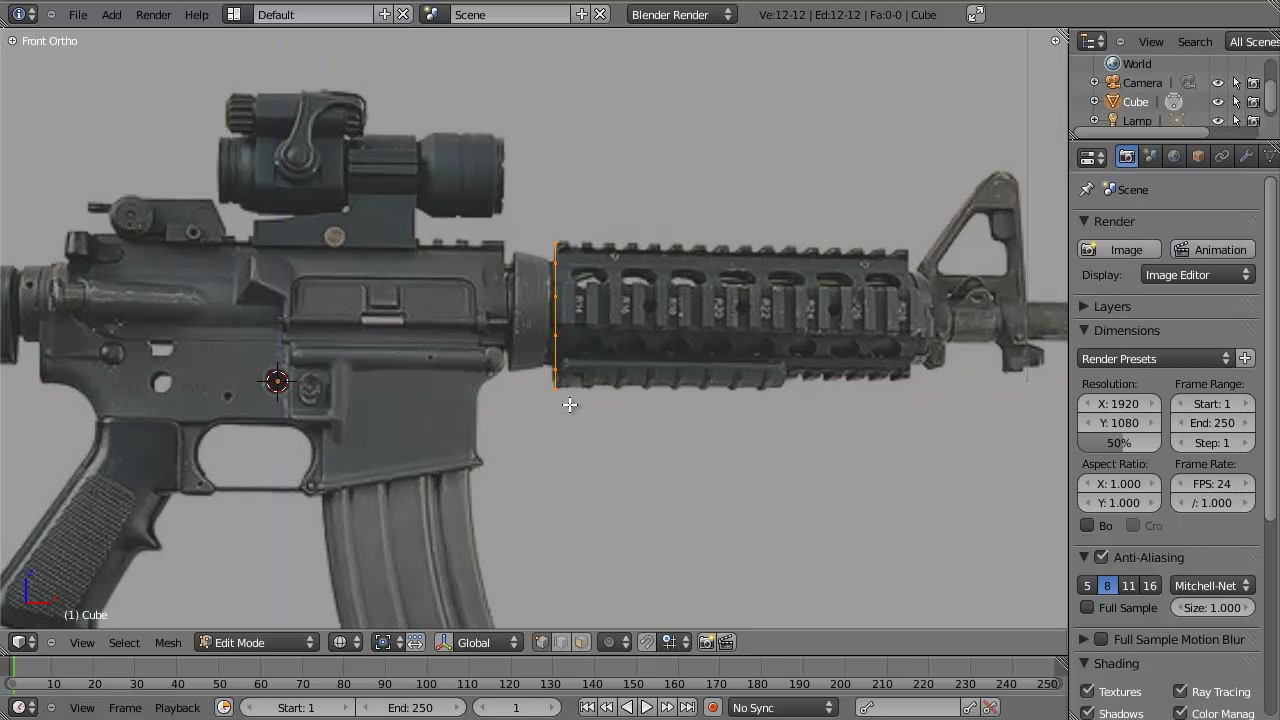 【公开课】Blender建模M4步枪 BlenderCookie-Modeling an M4 Rifle 15节【英语】_哔哩哔哩_bilibili