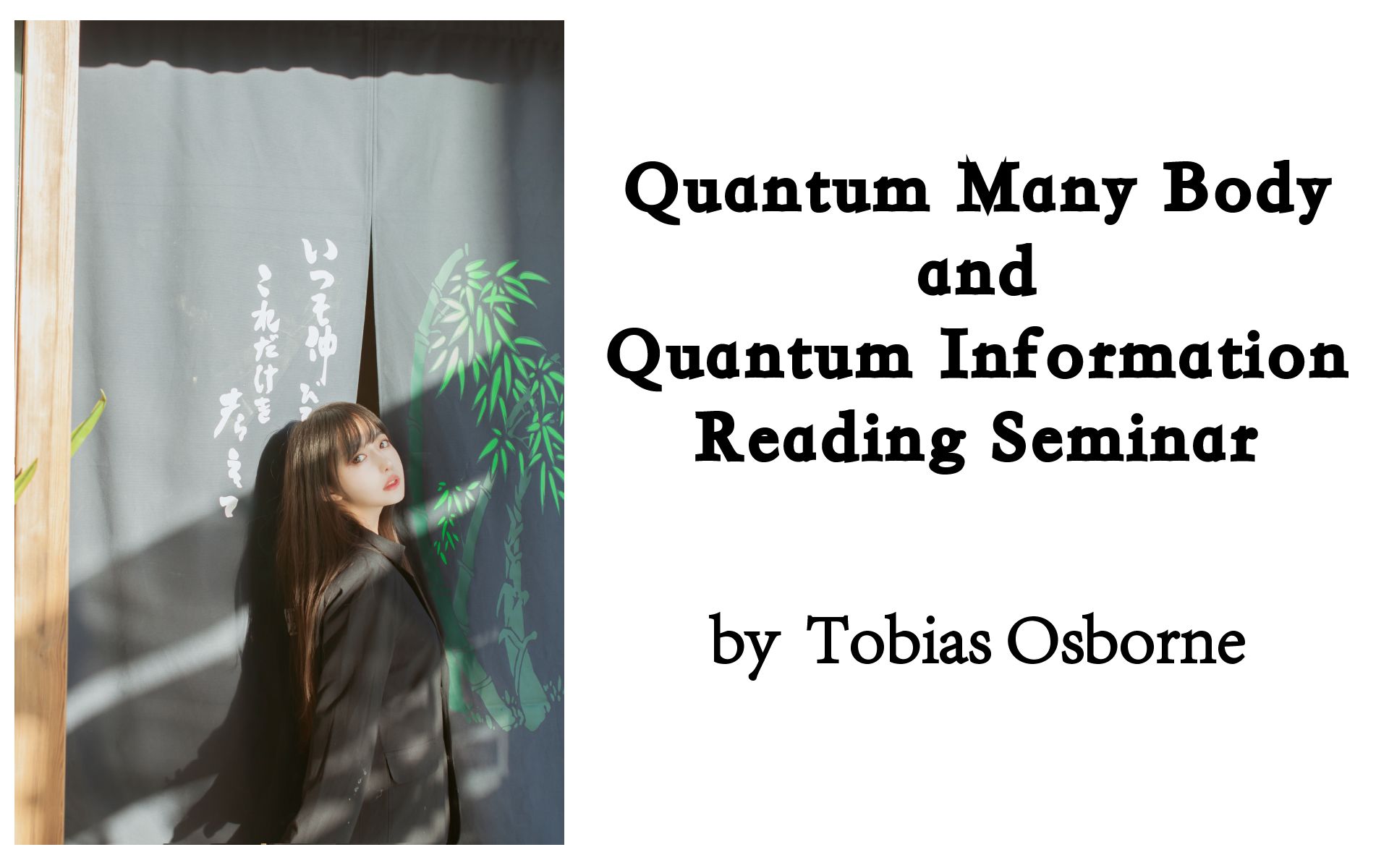 [Uni Hannover] Quantum Many Body and Quantum Information Reading ...