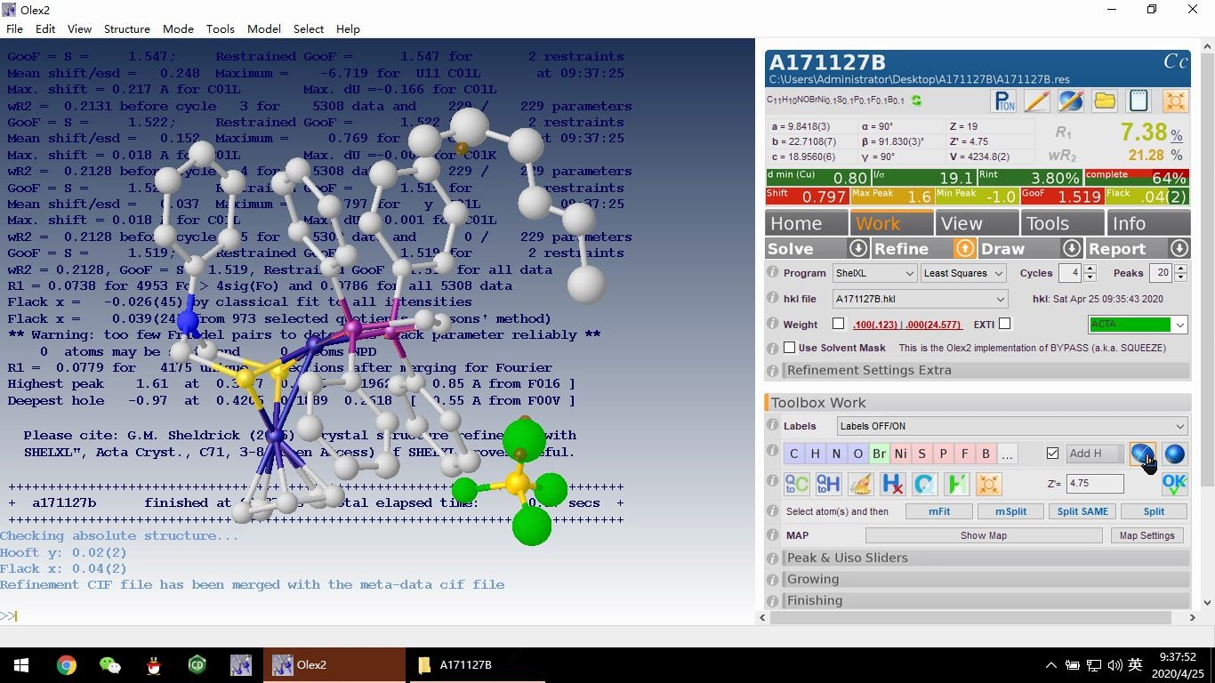 Olex2晶体解析与精修实例38(客体无序)_哔哩哔哩_bilibili