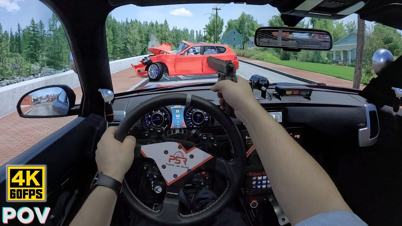 【4K60帧】模拟驾驶《BeamNG》警察追逐违法车辆 | Fanatec DD+ | 作者：Project Sim Racing ...