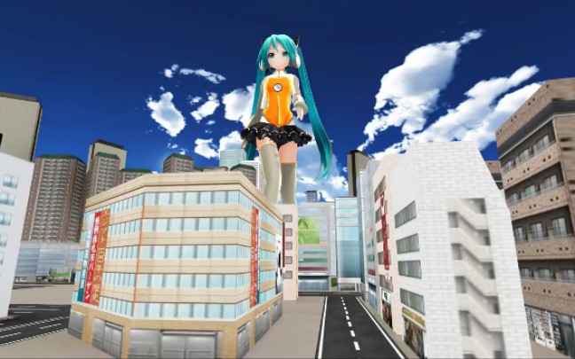 【MMD】giantess miku 摔倒_哔哩哔哩_bilibili