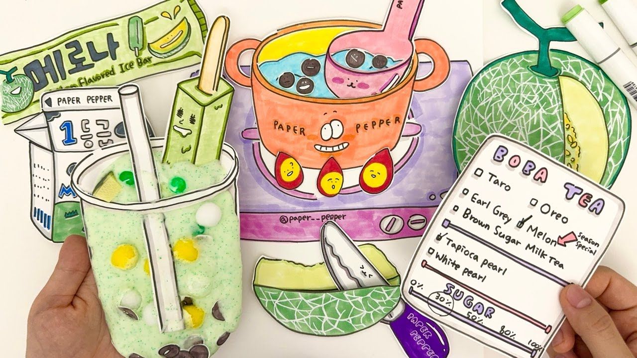 【paper pepper_助眠】[🚀纸diy]用大量木薯珍珠制作特别的珍珠奶茶！-星河梦绘ASMR-星河梦绘ASMR-哔哩哔哩视频