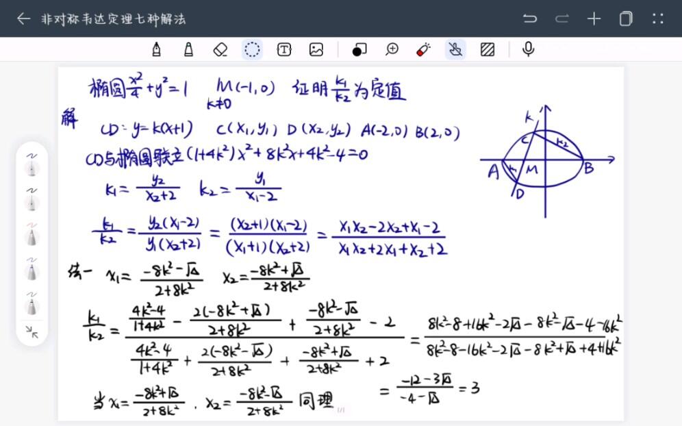 解析几何非对称韦达定理，七种解法，一次讲完！ - 哔哩哔哩