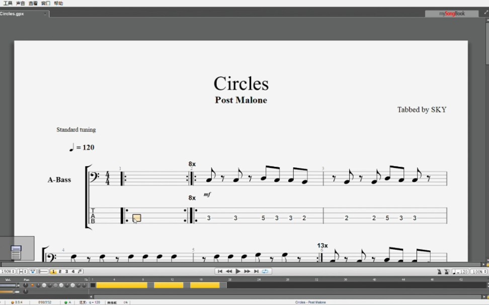 Circles-Post Malone 贝斯谱 Bass Tabs_哔哩哔哩_bilibili