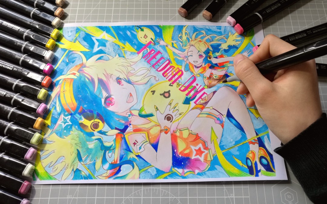 【手绘】在音游里打不过Freedom Dive？那只能选择画封面了！_哔哩哔哩_bilibili