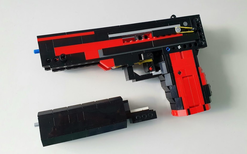 LEGO Full-/Semi-Auto Pistol [Blowback -Select Fire- Rubber Band Gun]_哔哩 ...