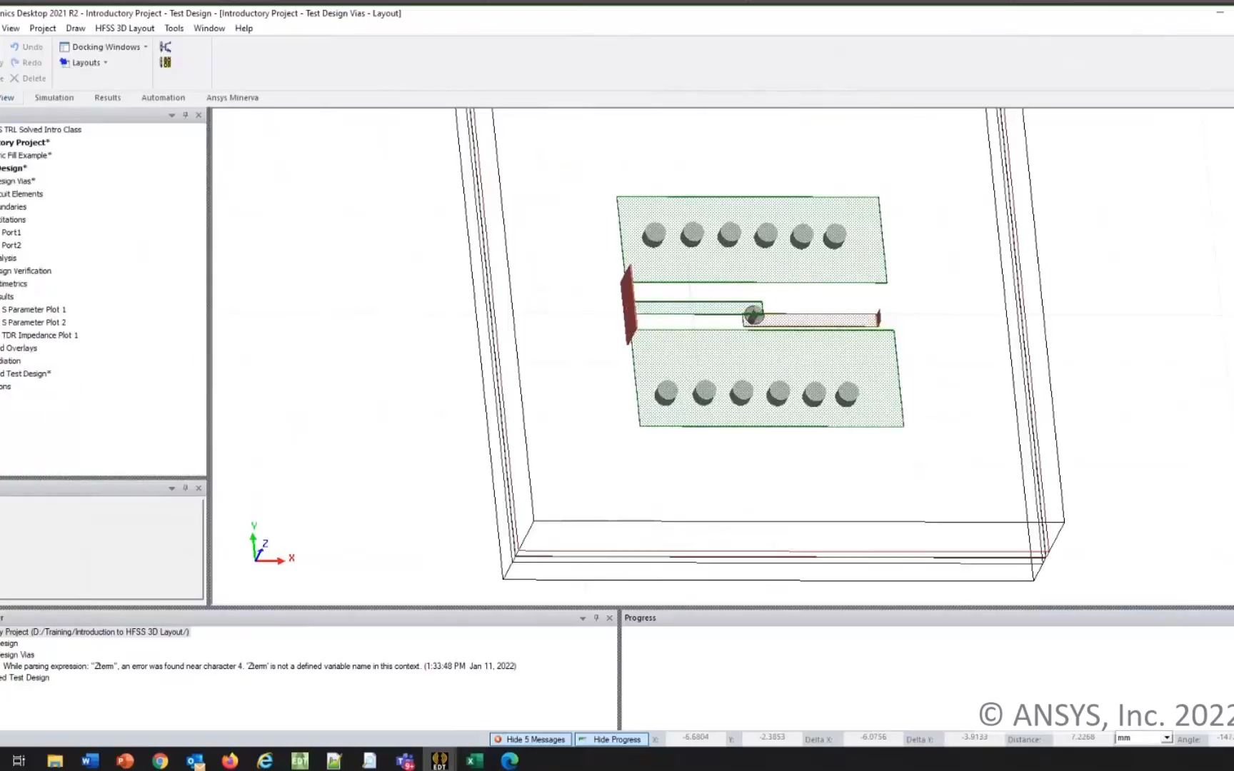 22-01-11 Day 2 Part 1 HFSS 3D Layout Getting Started-bilibili(B站)无水印视频 ...