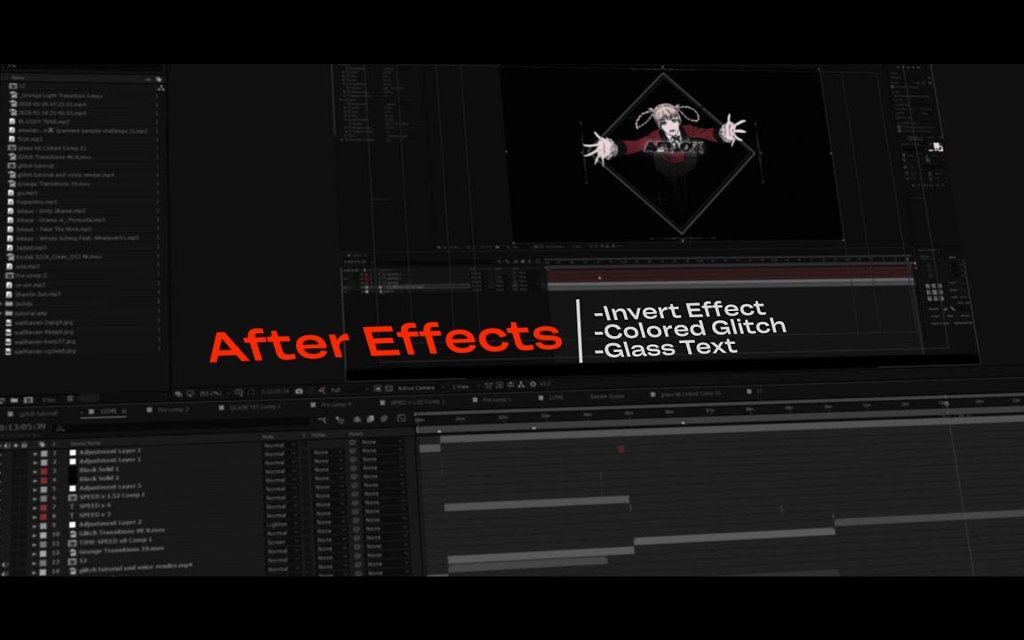 After effects Invert effect-colored glitch-glass txt Tutorial by Aeliok ...