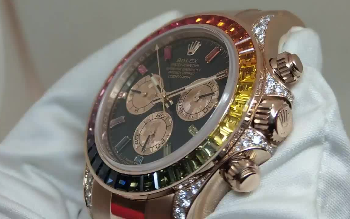 【无限宝石】ROLEX 劳力士 Rainbow Daytona 彩虹迪通拿 Ref. 116595 RBOW_哔哩哔哩_bilibili