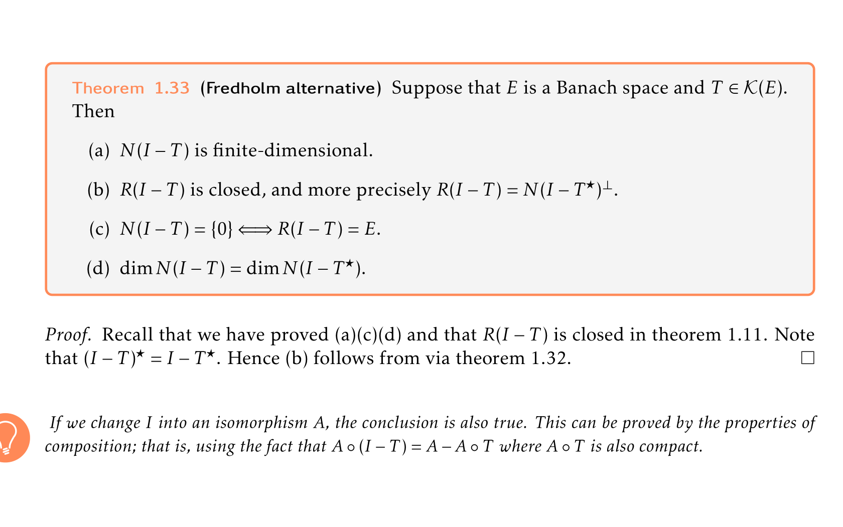 泛函分析与PDE（三，Fredholm Alternative的想法与证明）（南京大学熊志尧）_哔哩哔哩_bilibili