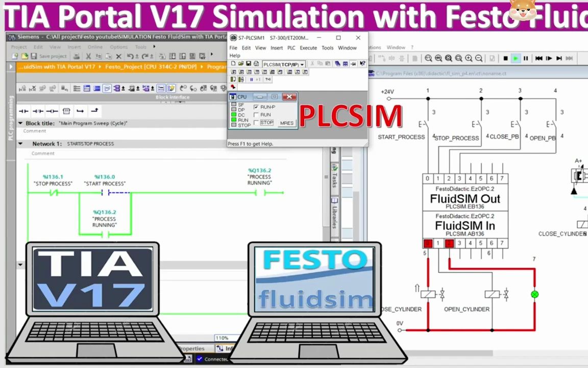Festo FluidSIM 4.5和西门子TIA Portal V17结合，通讯 进行程序仿真-辩证无常-电气-哔哩哔哩视频