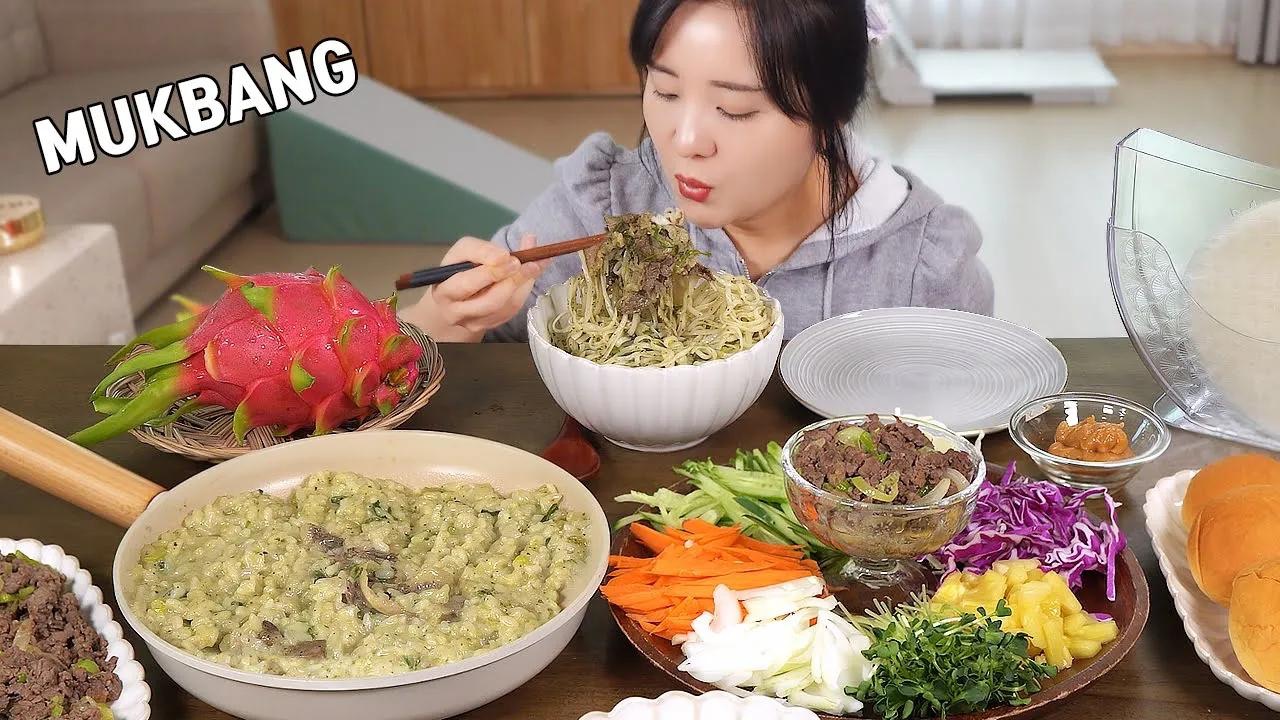 【Bokyoung】罗勒骨汤面&罗勒骨汤泡饭&香菇肥牛蔬菜透明春卷拼盘&椰子水&火龙果-灰鸟入被窝-灰鸟入被窝-哔哩哔哩视频